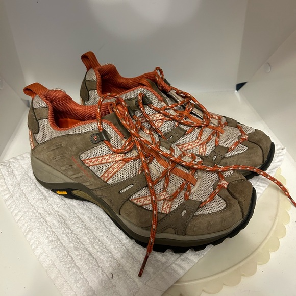 Merrell | Shoes | Merrell Coral And Brindle Hiking Lace Up Shoes Vibram ...